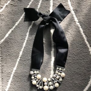 Jewelry | Ribbon Necklace With Pearls And Rhinestones | Poshmark